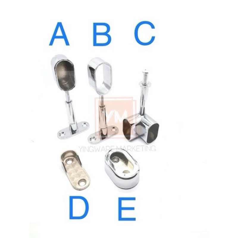 Oval bracket holder support pipe screw end center corner wardrobe ...
