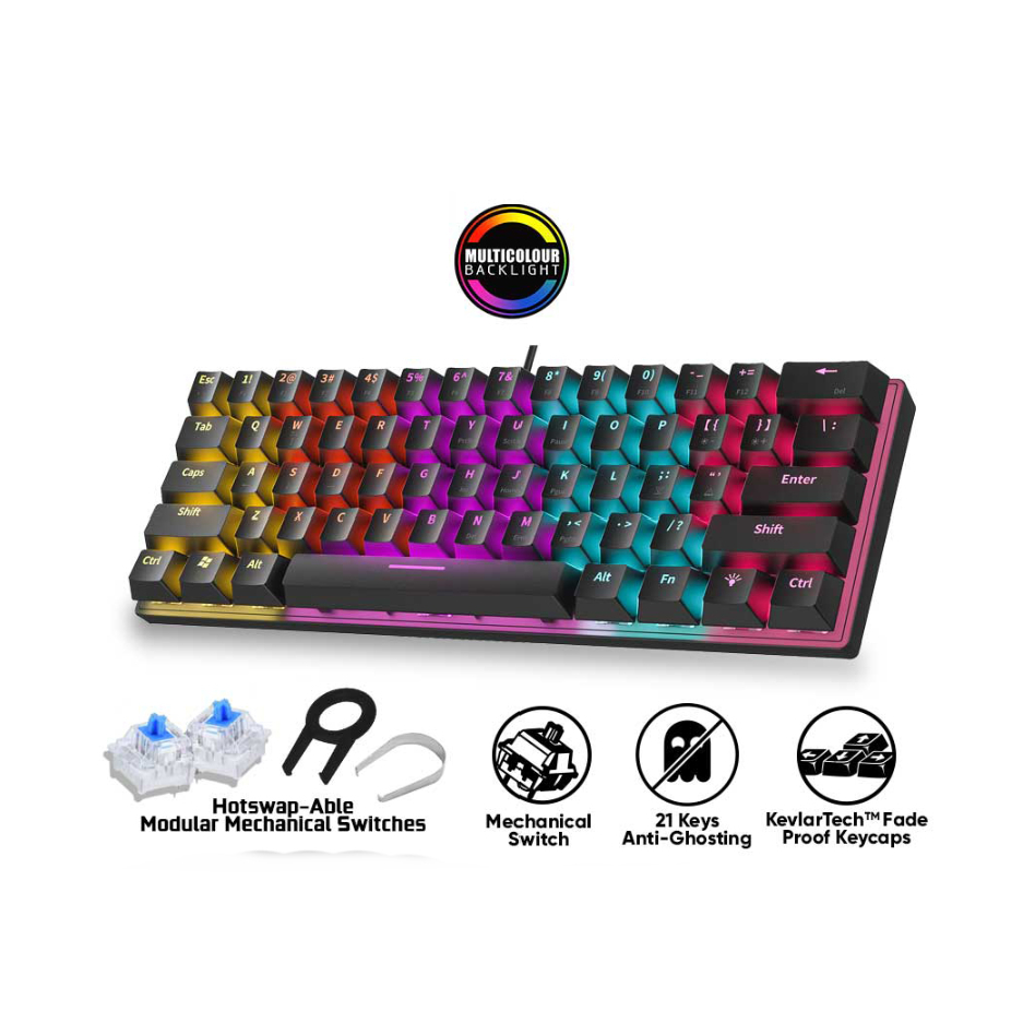 MKA 1C Neo LED Backlight Mechanical Gaming Keyboard 61 Key Hot Swapable ...