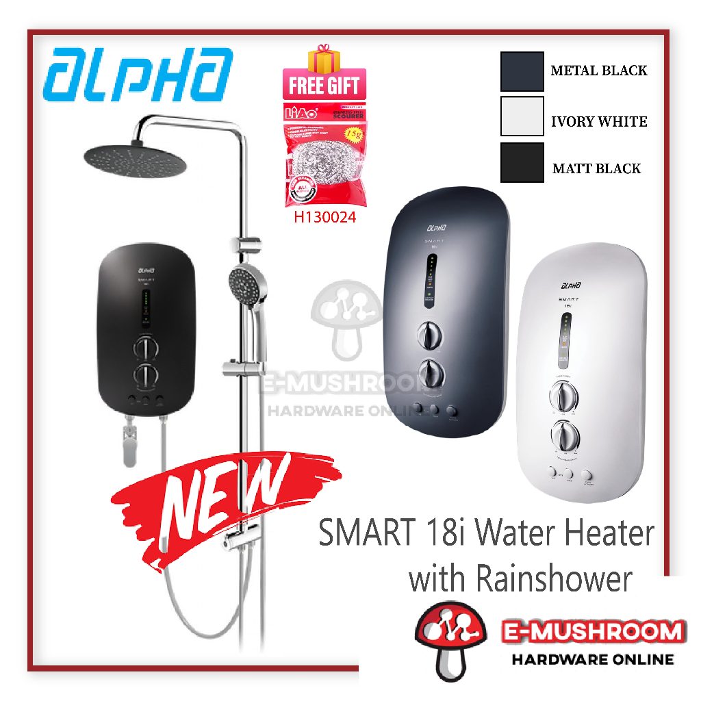 Alpha Smart-18I Plus Instant Water Heater CW DC Pump & Rainshower | Shopee Malaysia