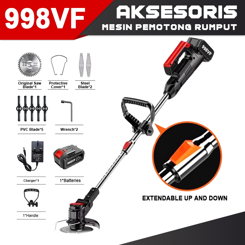 988VF Mesin Rumput Bateri Electric Cordless Grass Cutter Machine Lawn ...
