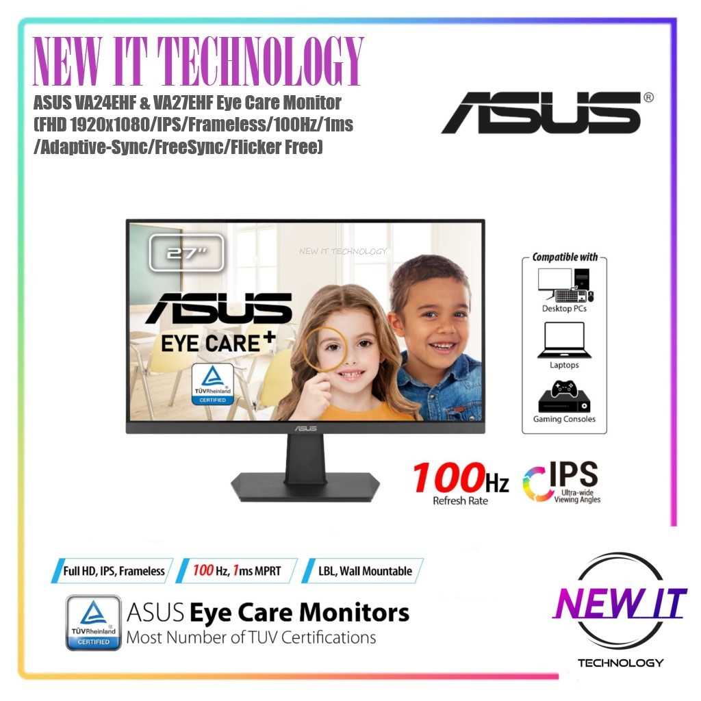 ASUS VA24EHF 24"&VA27EHF 27" Eye Care Monitor(FHD 1920x1080/IPS ...