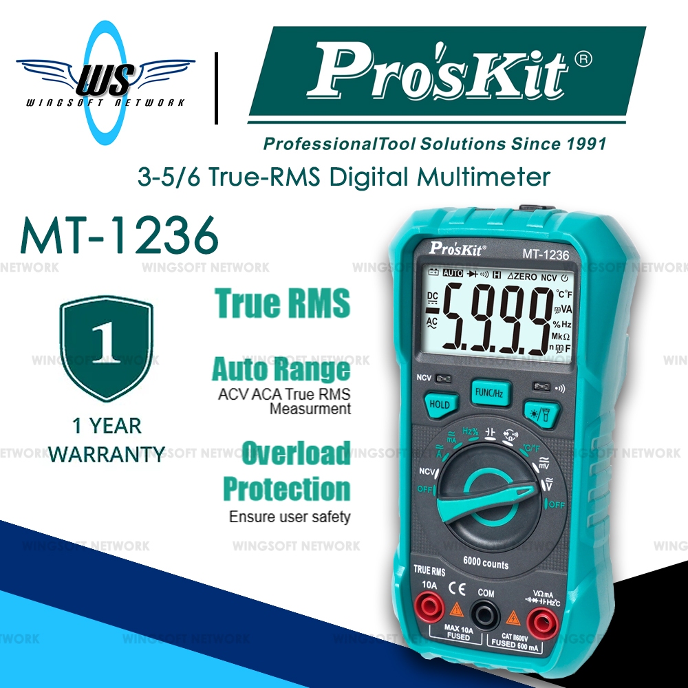 Pro'sKit MT-1236 3⅚ True-RMS Digital Multimeter | Shopee Malaysia