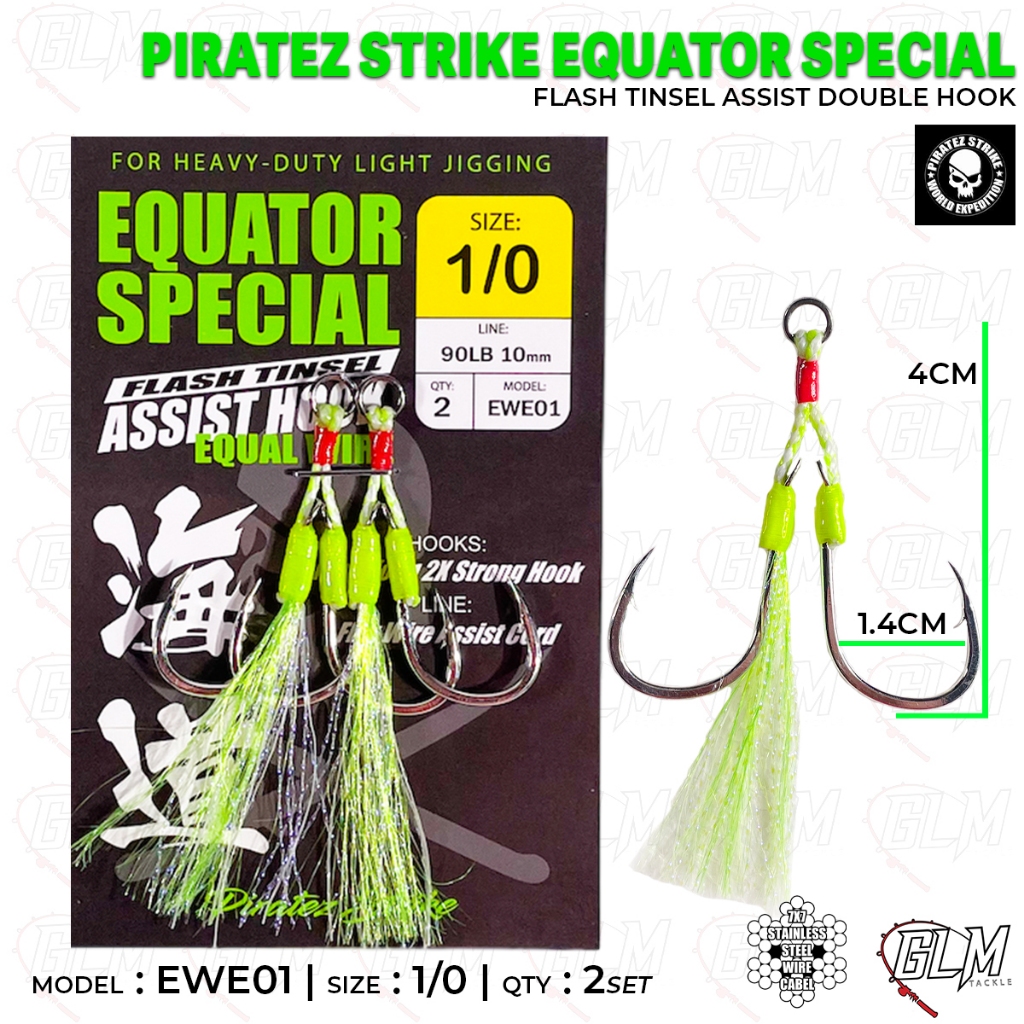 PIRATEZ STRIKE EWE01 EQUATOR SPECIAL EQUAL WIRE FLASH TINSEL ASSIST HOOK | Shopee Malaysia