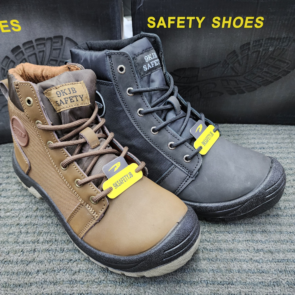 Safety JB Shoes ZS009 midcut Lace up Sport Safety Shoes Brown Black ...