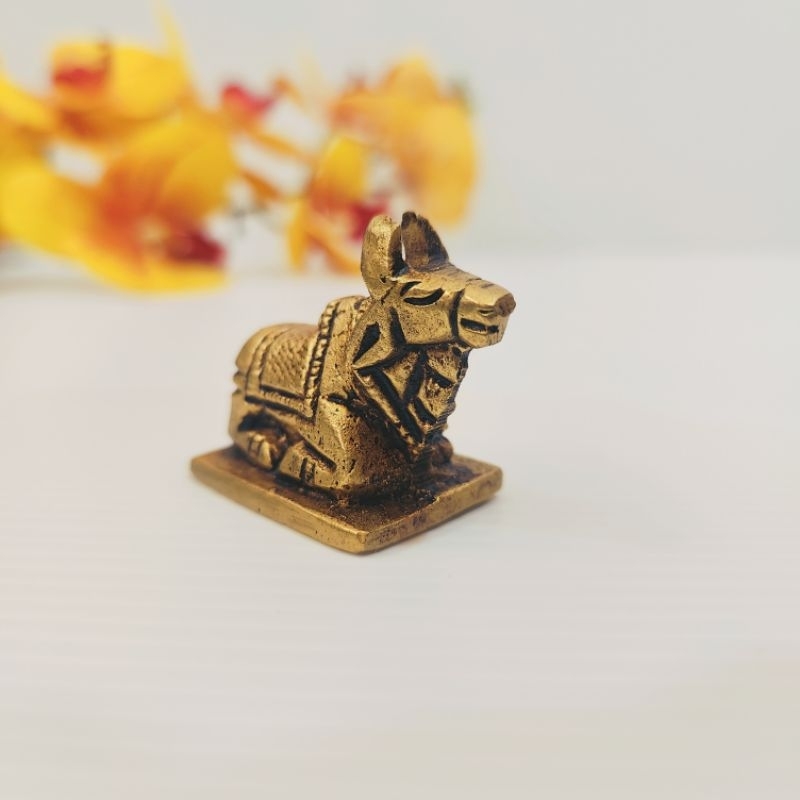 Brass Statue Nandi Holy Cow Small Idol Gifts Murti for Pooja Home Decor ...