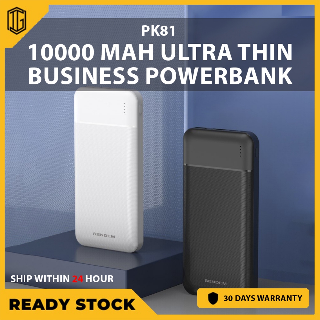 PK81 Business Simple Ultra Thin Power Bank 10000mAh Dual Input and Dual Output Battery Status ...