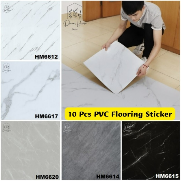 10 pcs 45.7cm x 45.7cm PVC Vinyl Marble Flooring Anti Slip Waterproof ...