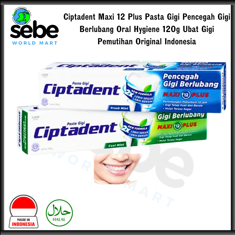 Ciptadent Maxi 12 Plus Pasta Gigi Pencegah Gigi Berlubang Oral Hygiene ...