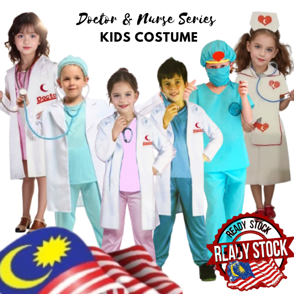 Costume Doctor Nurse Bulan Sabit Kids Cosplay Occupation Surgeon Event ...