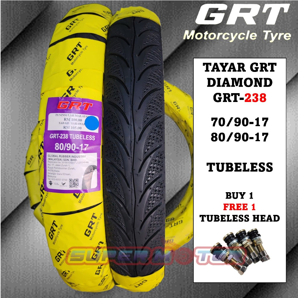 TAYAR MOTOR 70/90-17 & 80/90-17 TUBELESS TYRE BUNGA TT / BUNGA 100 ...