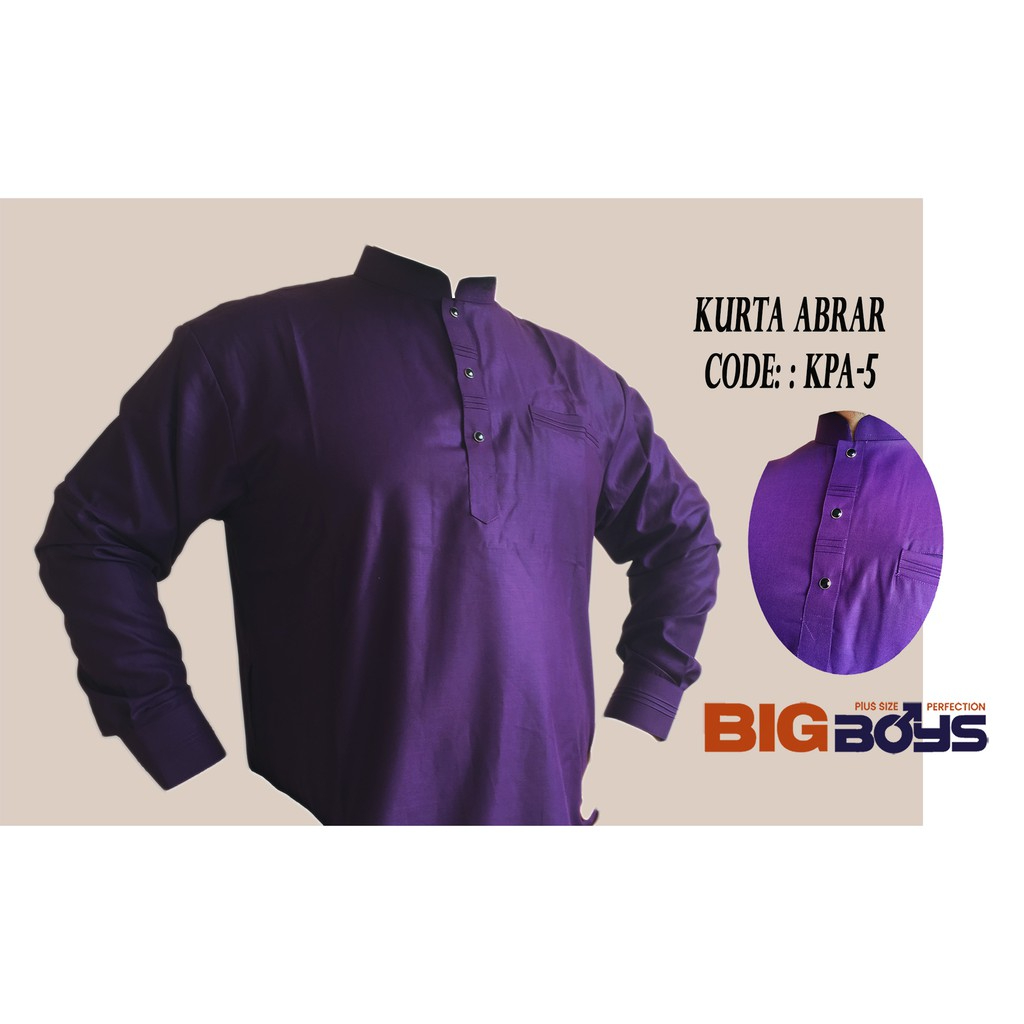 PLUS SIZE KURTA ABRAR | KURTA LELAKI SAIZ BESAR | LONG SLEEVE | CUFF | DARK PARPEL [3XL-9XL ...