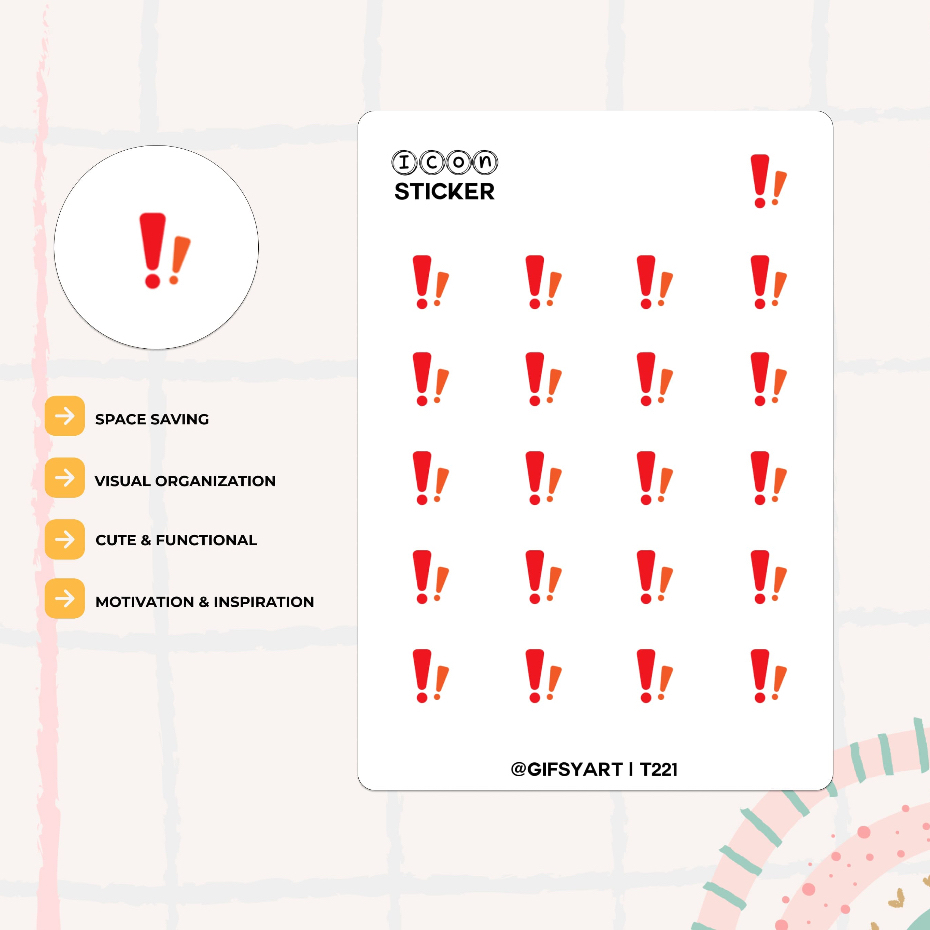 Exclamation Mark Symbol Tiny Icon Sticker Bujo Sticker Planner Sticker ...