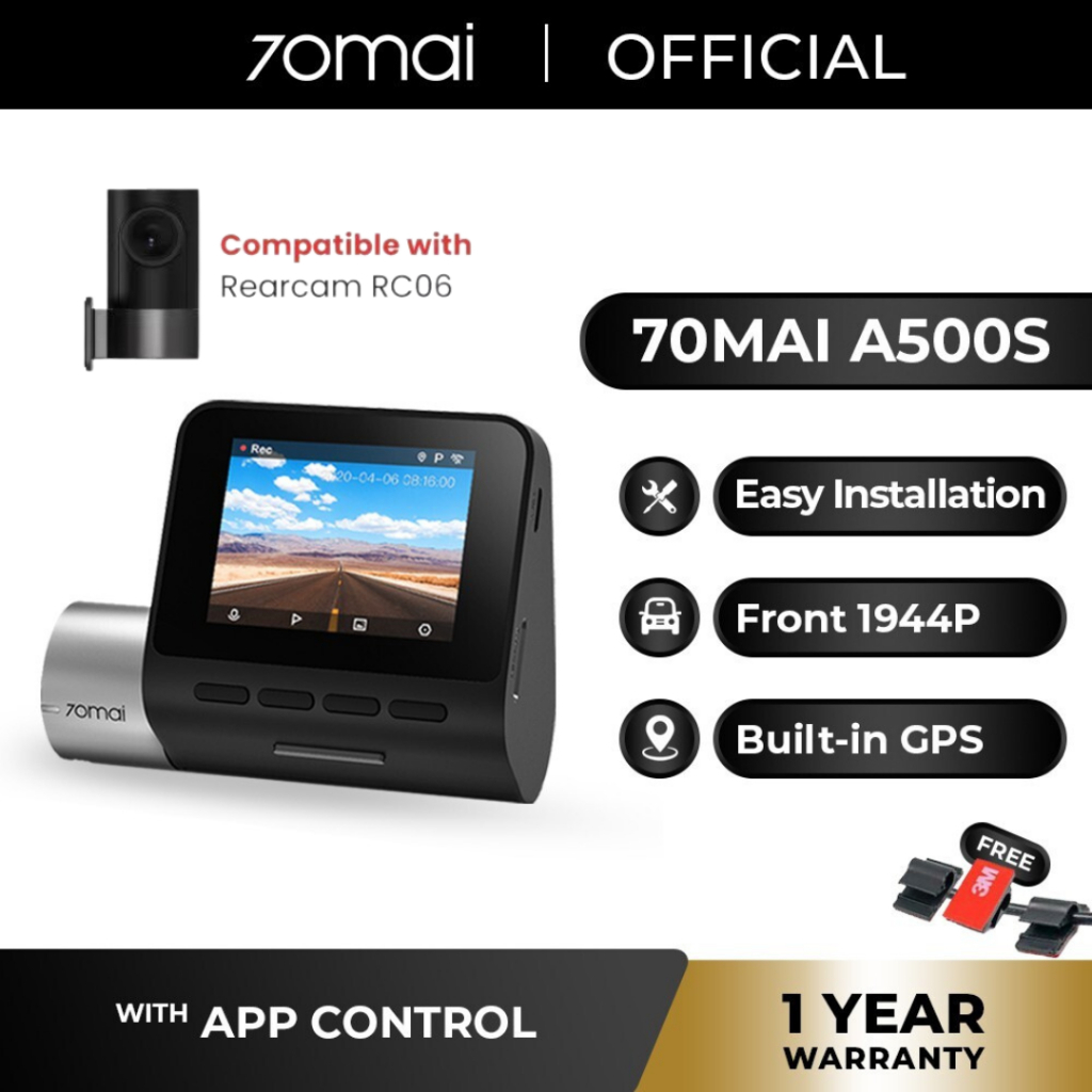 70mai Dash Cam Pro+ A500s-1 With RC06-Rear Camera Set 1944p QHD withhout GP | Shopee Malaysia
