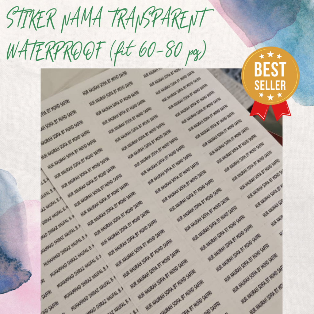 Sticker Label Nama Pada Buku Sekolah & lain-lain | STICKER TRANSPARENT ...