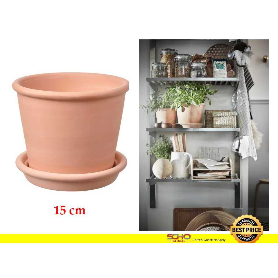 IKEA-MUSKOTBLOMMA Plant pot with saucer, in/outdoor terracotta, 15 cm ...