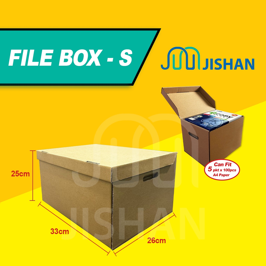 [1pc] File Box with Lid & Handle / A4 Archfile Storage Carton Office ...