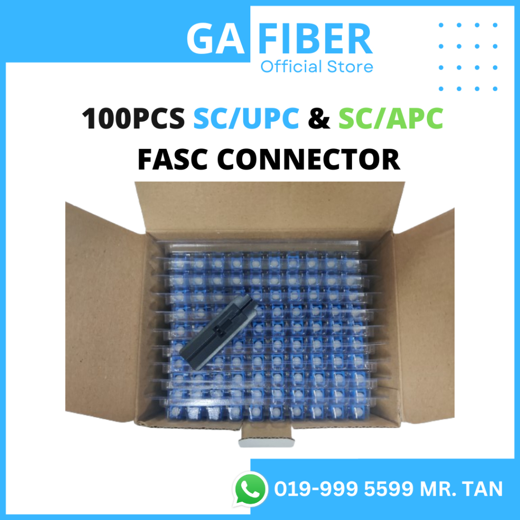 100pcs FASC Connector SC/UPC & SC/APC Fiber Optic Quick Fast Connector ...