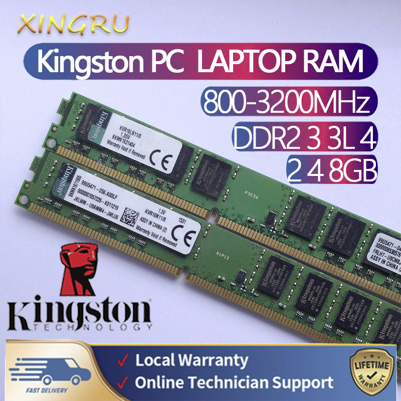 Kingston DDR2 DDR3L DDR4 RAM 2 4 8GB PC Laptop Memory 667 800 1066 1333 1600MHz Desktop Notebook ...