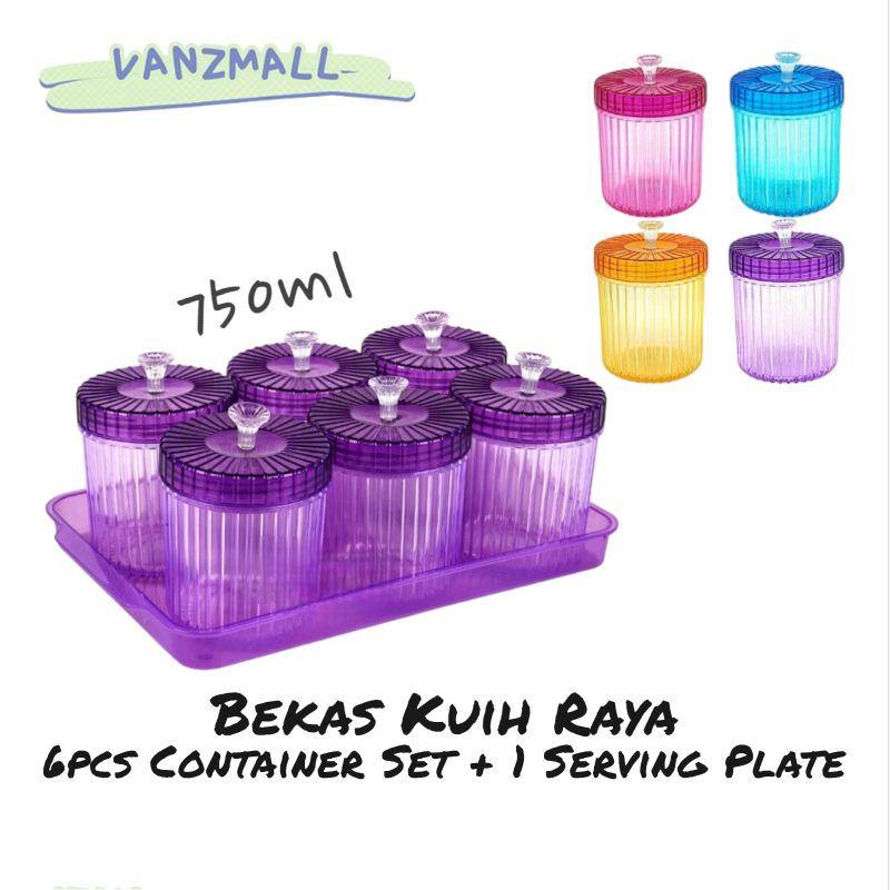 Vanz 6pcs Set Bekas Kuih Raya Set / Cookies Container Set / Balang Kuih ...