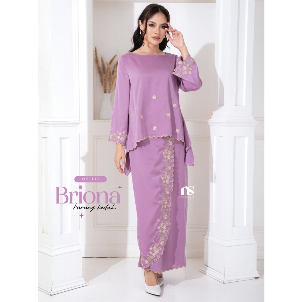 BRIONA KURUNG Baju Raya 2024 Kurung Kedah Satin Silk Sulam Emas Baju ...