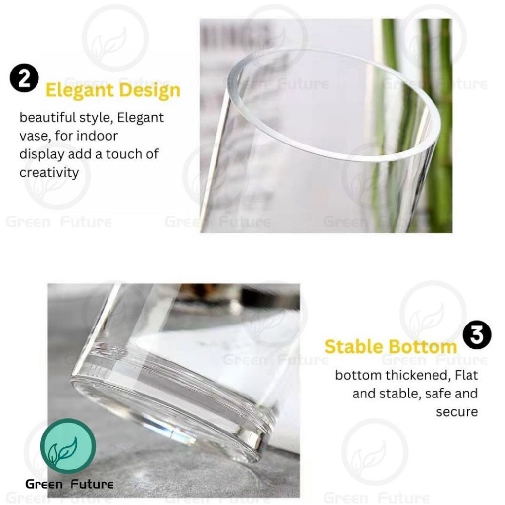 GLASS Nordic Transparent Home Office Display Deco Flower Glass Vase Dry ...