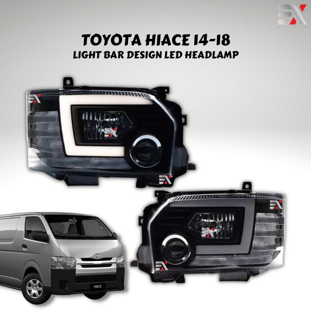 TOYOTA HIACE 14-18 LED HEADLAMP - LIGHT BAR DESIGN | Shopee Malaysia
