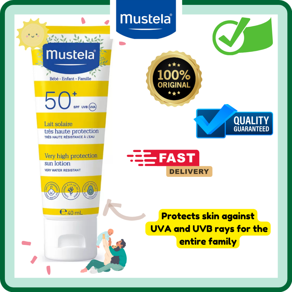 Mustela Baby Sun Lotion SPF50+ | 40ml/100ml | Sunscreen Sunblock | Exp ...