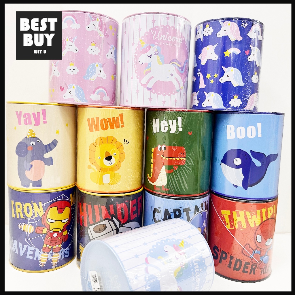 FREE BUUBLE WRAP COIN BANK TABUNG CARTOON 8.5*10CM 圆筒存钱罐卡通马口铁储蓄罐 ...