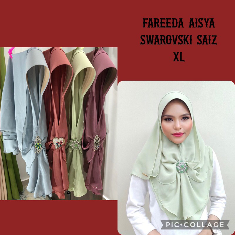 TUDUNG FAREEDA SAIZ XL DAN XXL AISYA SWAROVSKI ORIGINAL 💯(HARD AWNING) | Shopee Malaysia