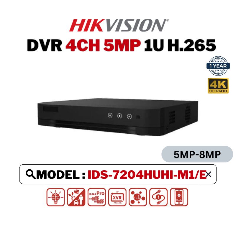 HIKVISION CCTV DVR 4CH Digital Video Decorder AcuSense Turbo HD 4 ...