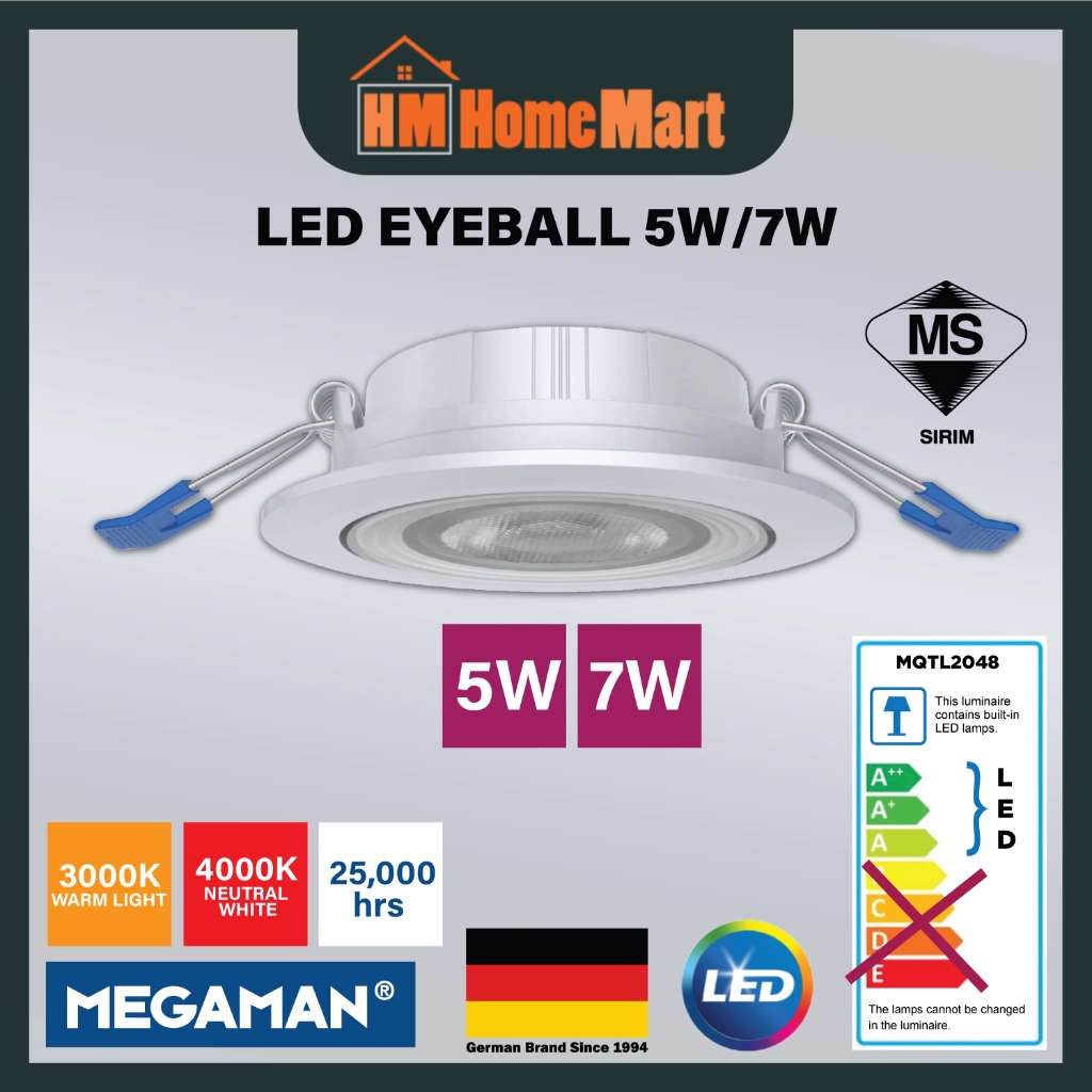MEGAMAN LED Eyeball (5W/7W) (1 year Warranty) | Shopee Malaysia