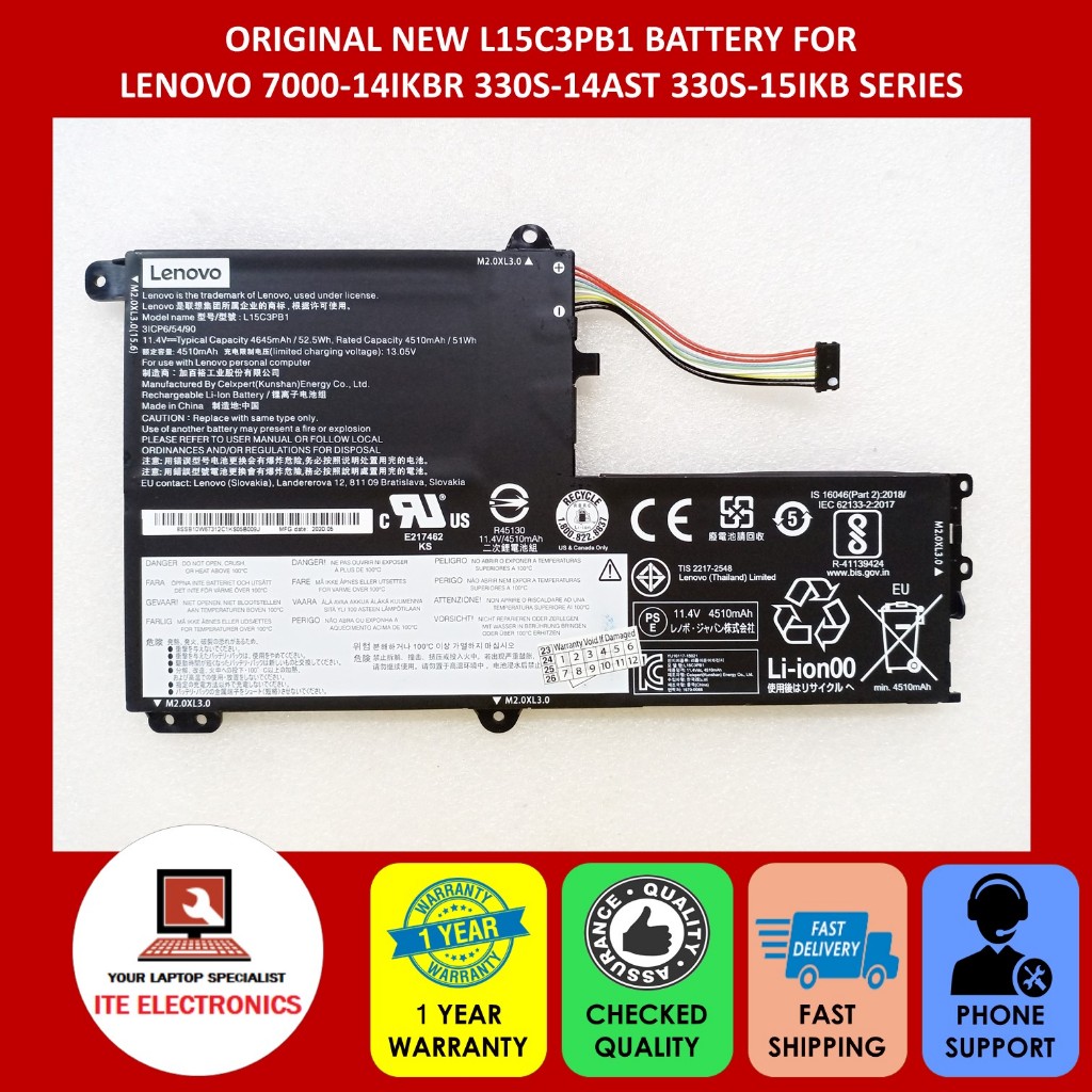 ORIGINAL NEW L15C3PB1 LENOVO 7000-14IKBR 330S-14AST 330S-15IKB SERIES ...