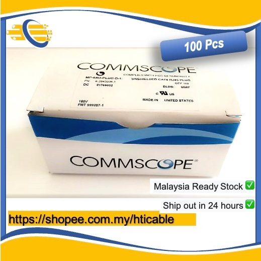 Commscope AMP® Genuine Unshielded (UTP) RJ45 Cat6 Modular Plug (100pcs ...