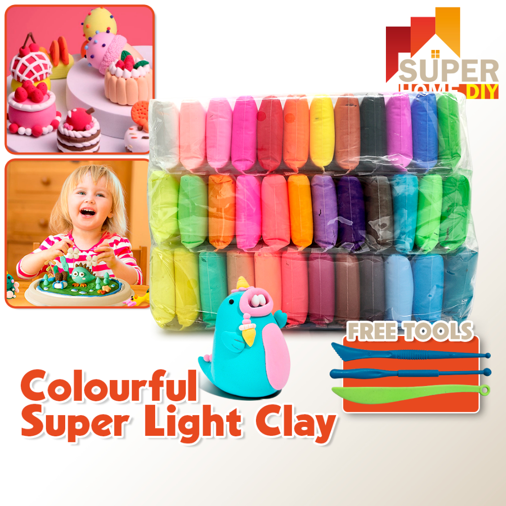 12/24/36 Color Super Light Clay Set With Free Tool Non-Toxic Air Dry Modeling Clay Set Butter ...
