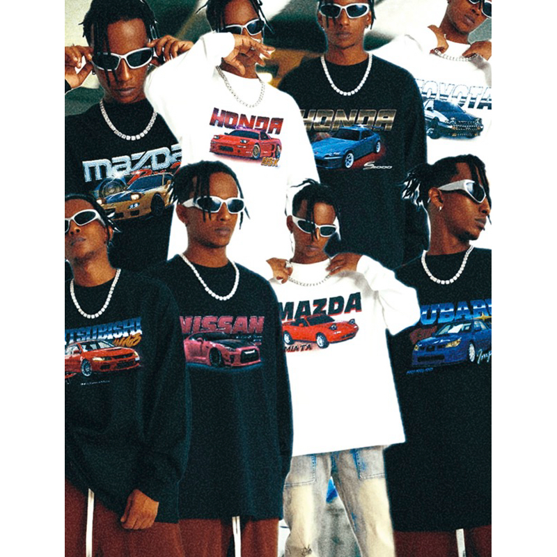 JDM long sleeve tee cotton vintage washed Nissan GTR Mazda Miata Mx5 ...