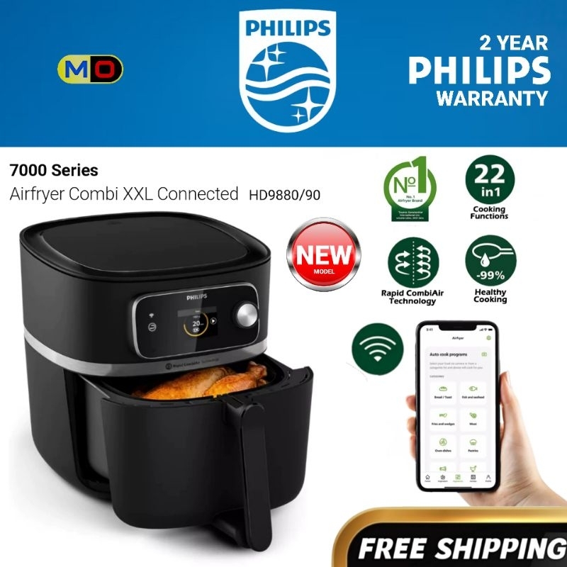 Philips 8.3L 22 IN 1 CombiAir XXL Air Fryer with Food Thermometer ...