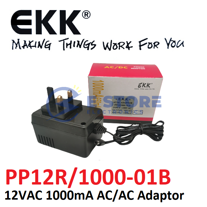 EKK 240VAC to 12VAC 1A AC/AC Adaptor - PP12/1000-01B | Shopee Malaysia