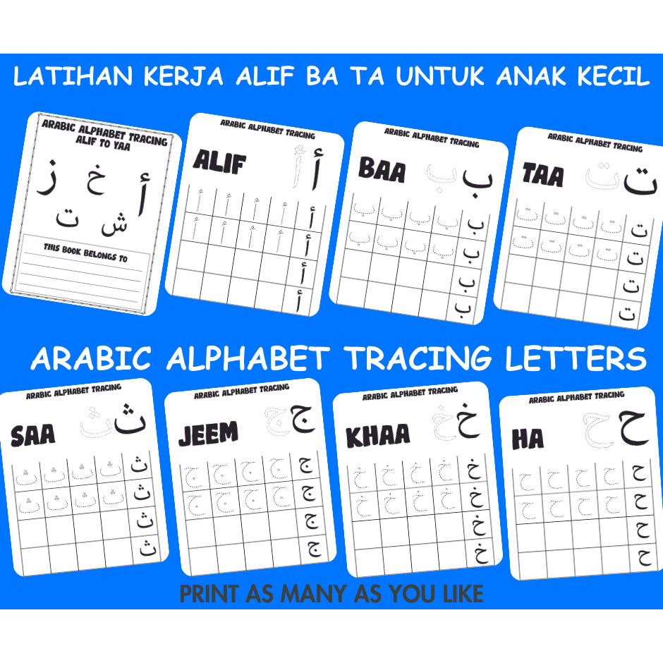 [PDF] Arabic Alphabet Tracing Letters Latihan Menulis ALIF BA TA Untuk ...