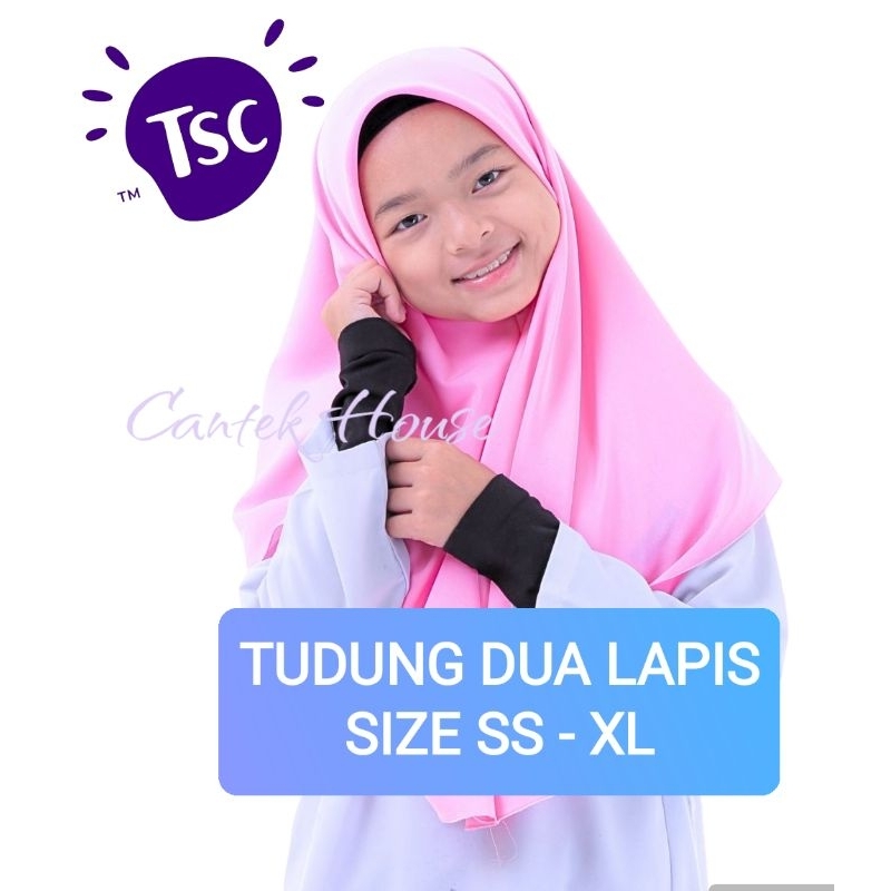 Tudung Sekolah TSC Dua Lapis Kain Soft Koshibo Putih Nila, Hijau, Biru ...