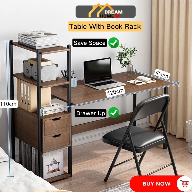 Dream Home Study Table With Book Shelf 4 Tiers Ikea Study Table Book ...