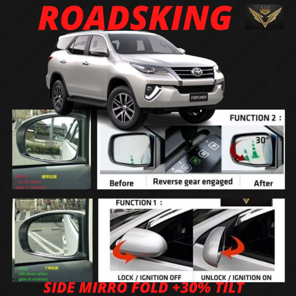 TOYOYA FORTUNER SIDE MIRROR AUTO FOLD + BUZZER AND 30% TILT DOWN ...