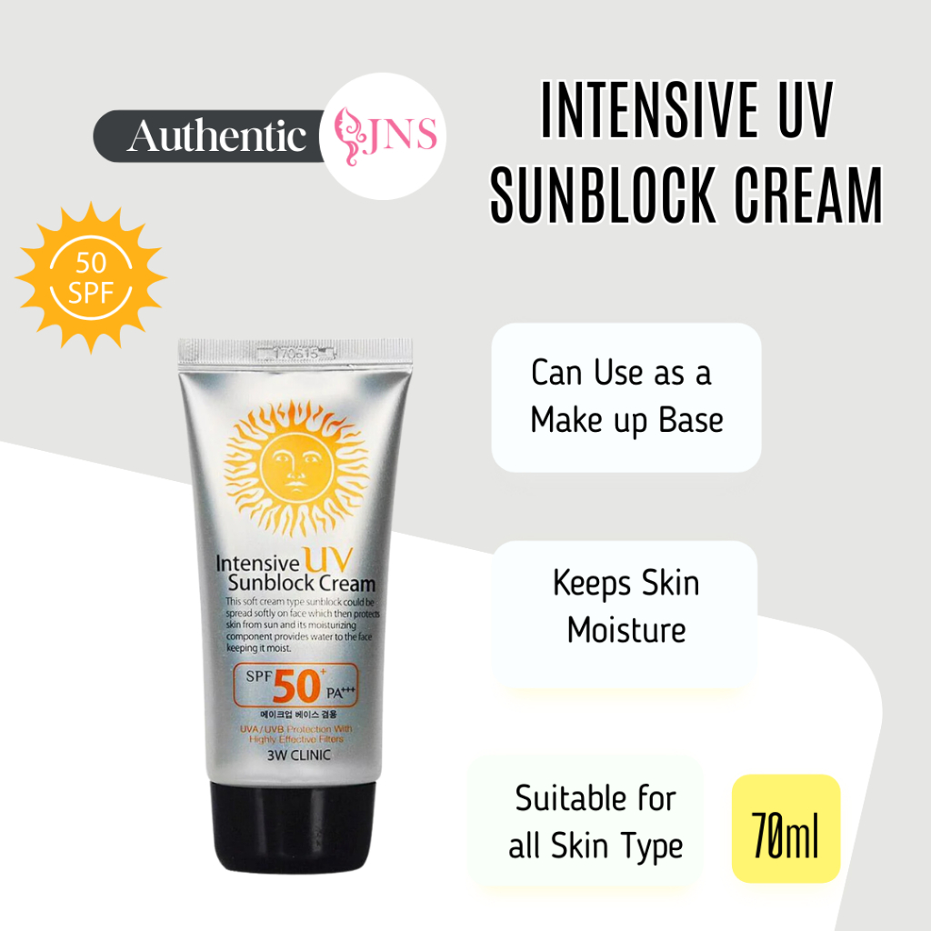 3W Clinic Intensive UV Sunblock Cream Refreshing sunscreen anti UV 70ML SPF50 PA＋＋Original ...