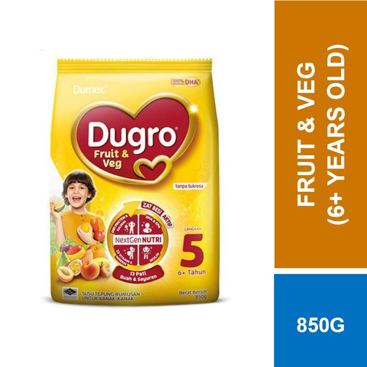 Dumex Dugro Step 5 Fruit & Veg Growing Up Milk Formula 6+ years (850g ...