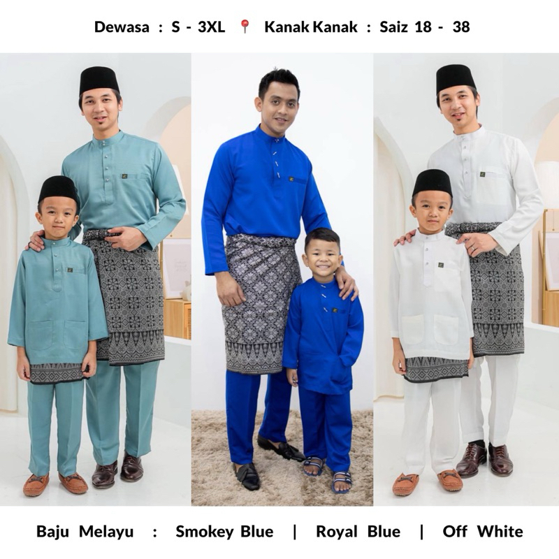Baju Melayu Cekak Musang . Sedondon Ayah Anak Raya 2026 . Baju Melayu Firdaus Kanak Kanak . Baju ...