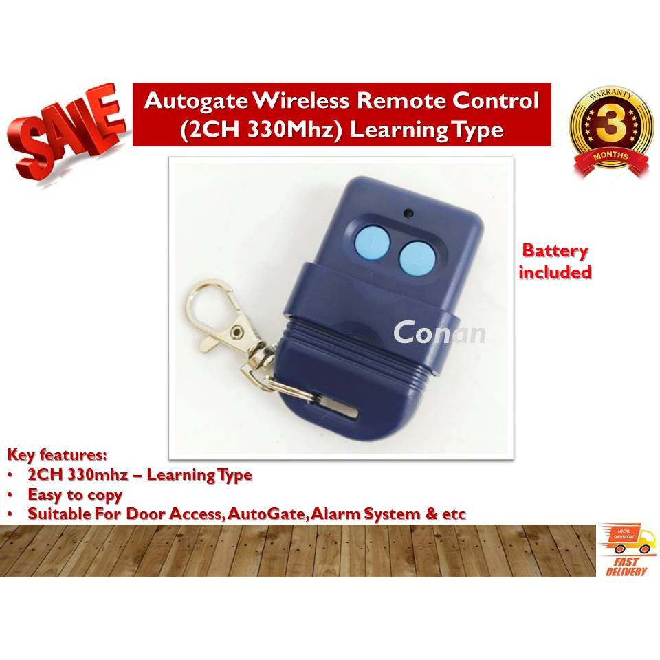 Autogate Door Wireless Remote Control 2CH 330Mhz Learning Type (Battery ...