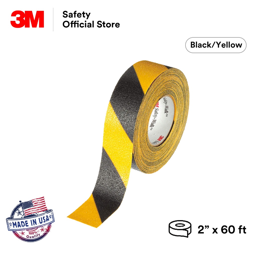 3M™ 613 Safety Walk Black & Yellow Anti Slip Floor Tape/ Slip & Weather Resistant [2in x 60ft ...