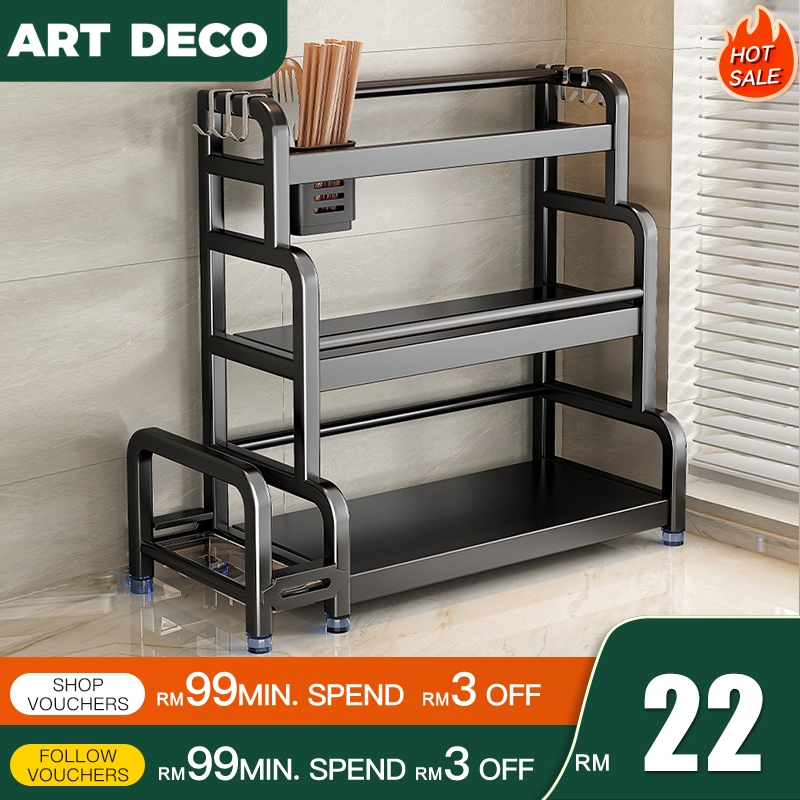 Spice Rack Kitchen Rack Rak Rempah Rak Dapur Countertop Storage Rack ...