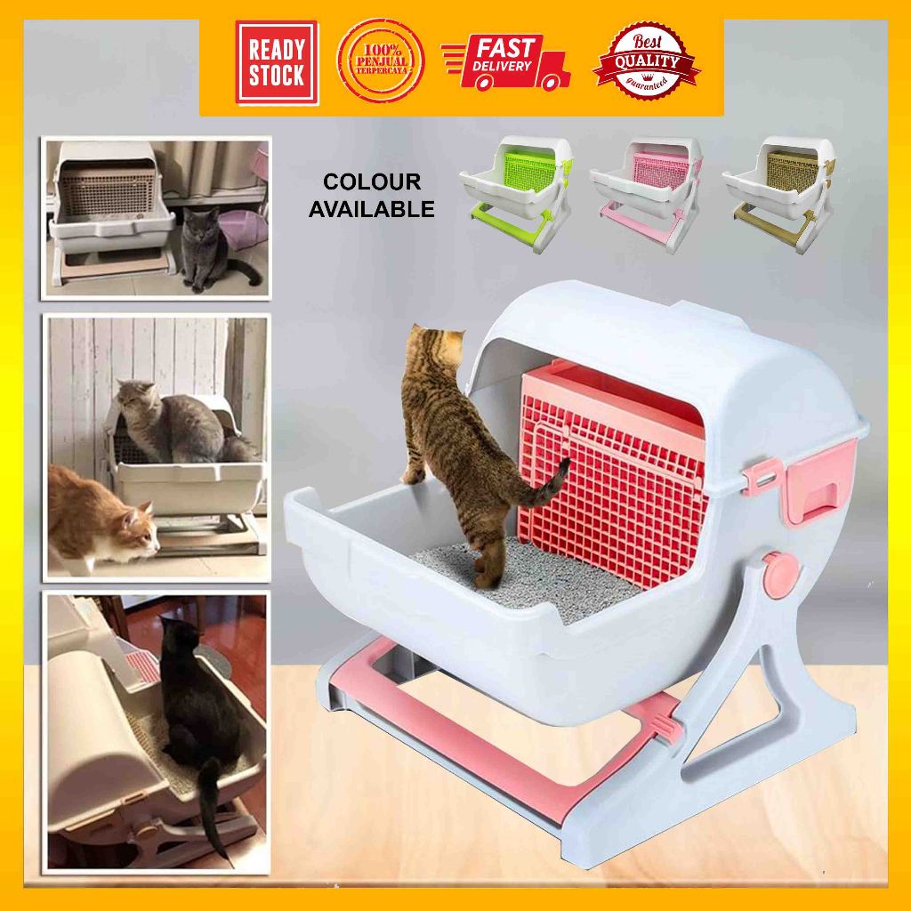 (TERBAIK) Semi Auto Cat Litter Box / Semi Tandas Kucing Besar / Bekas ...