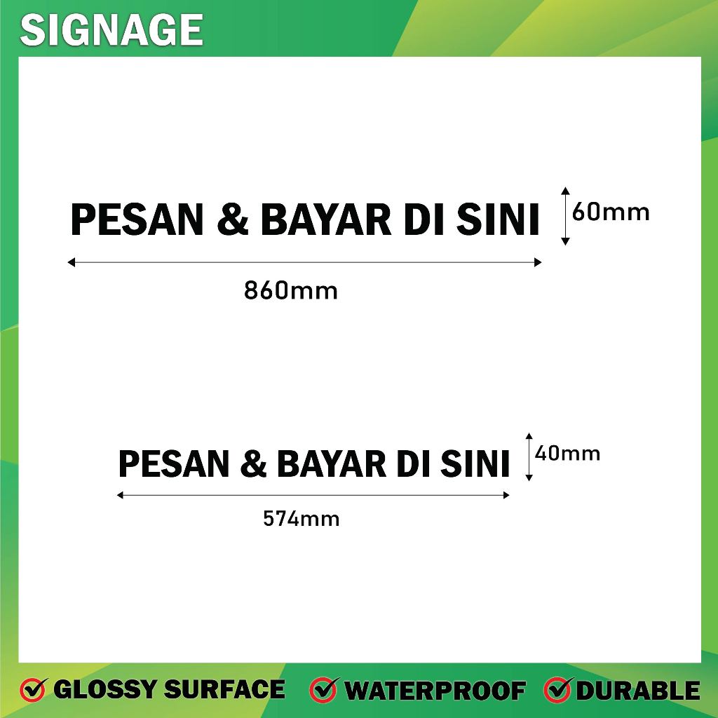 Order Here / Pay & Pick Up Here / Sila Bayar Sini / Pesan Signage for ...