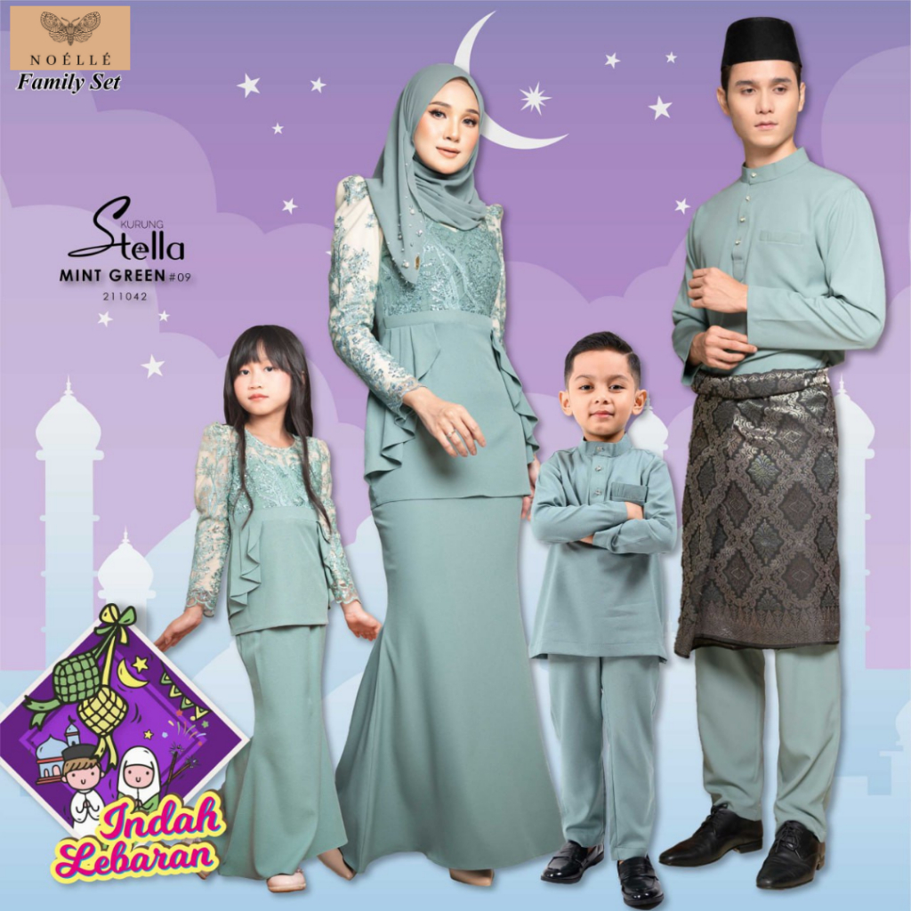 NOELLE Baju Raya Family Sedondon 2024 Baju Kurung Ibu Anak Baju Melayu ...